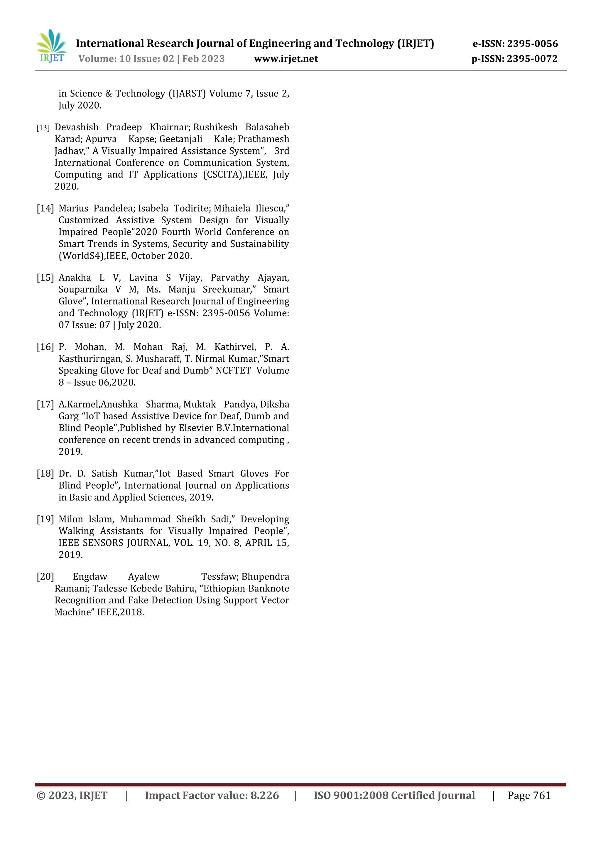 IoT Based Assistive Glove for Visually Impaired People | PDF | First Aid | Injuries