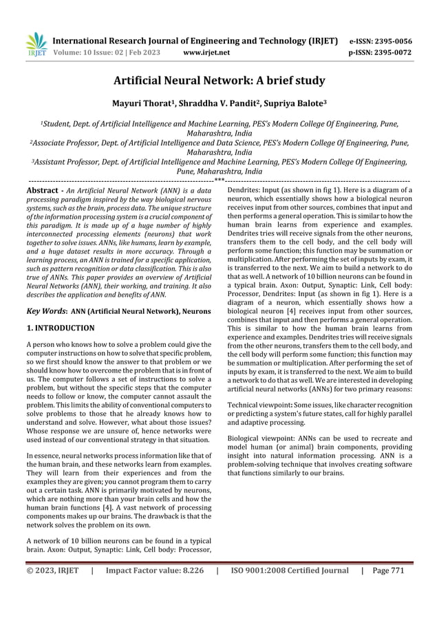 Artificial Neural Network: A brief study | PDF | Artificial Intelligence | Technology & Computing