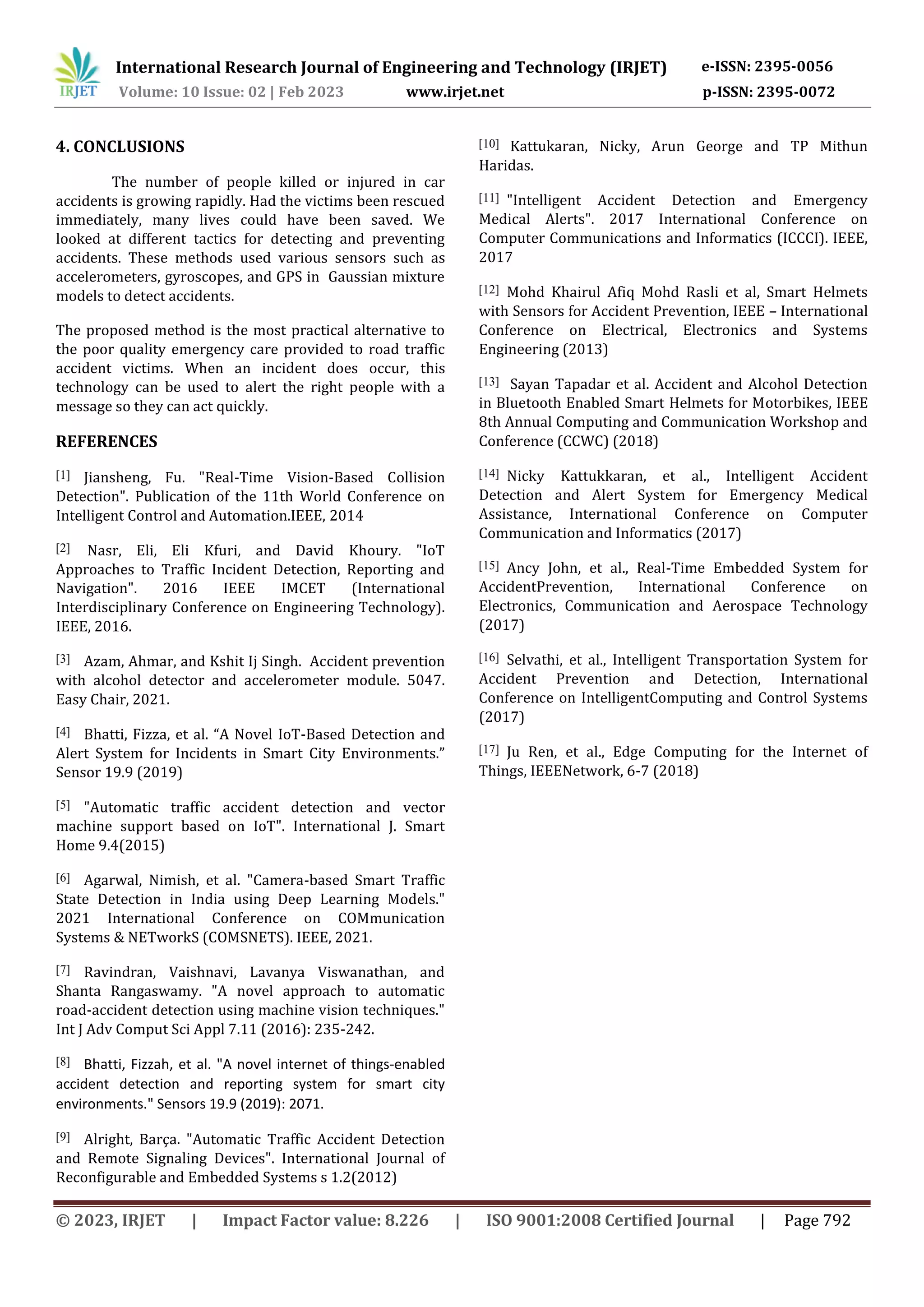 An Overview of Traffic Accident Detection System using IoT | PDF