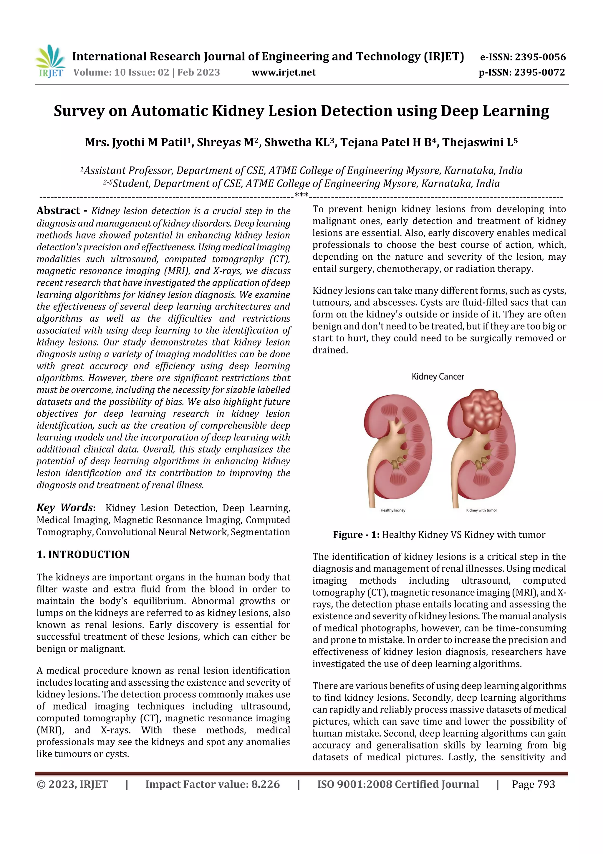 Survey on Automatic Kidney Lesion Detection using Deep Learning | PDF