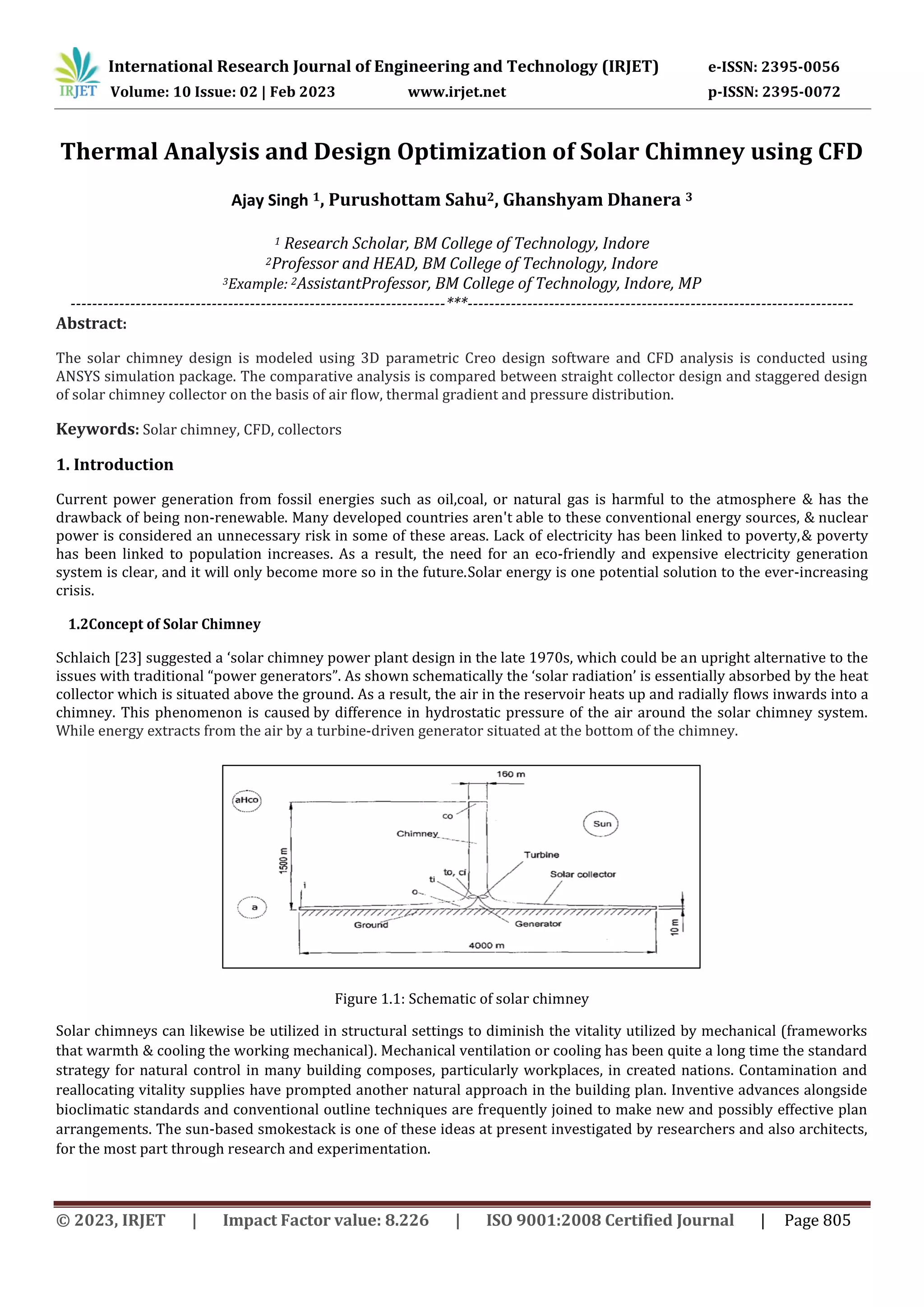Thermal Analysis and Design Optimization of Solar Chimney using CFD | PDF