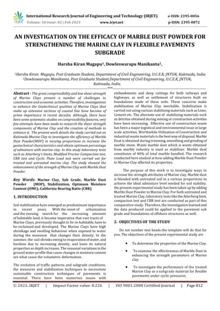 AN INVESTIGATION ON THE EFFICACY OF MARBLE DUST POWDER FOR ...