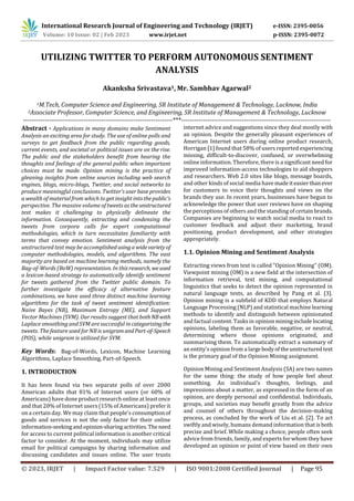 UTILIZING TWITTER TO PERFORM AUTONOMOUS SENTIMENT ANALYSIS | PDF