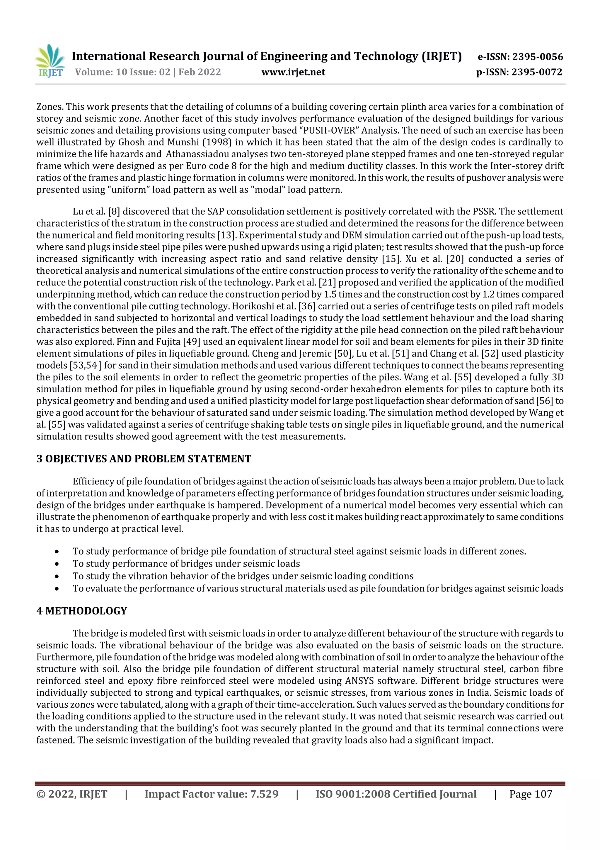 STRUCTURAL ANALYSIS OF BRIDGES AND PILE FOUNDATION SUBJECTED TO SEISMIC ...