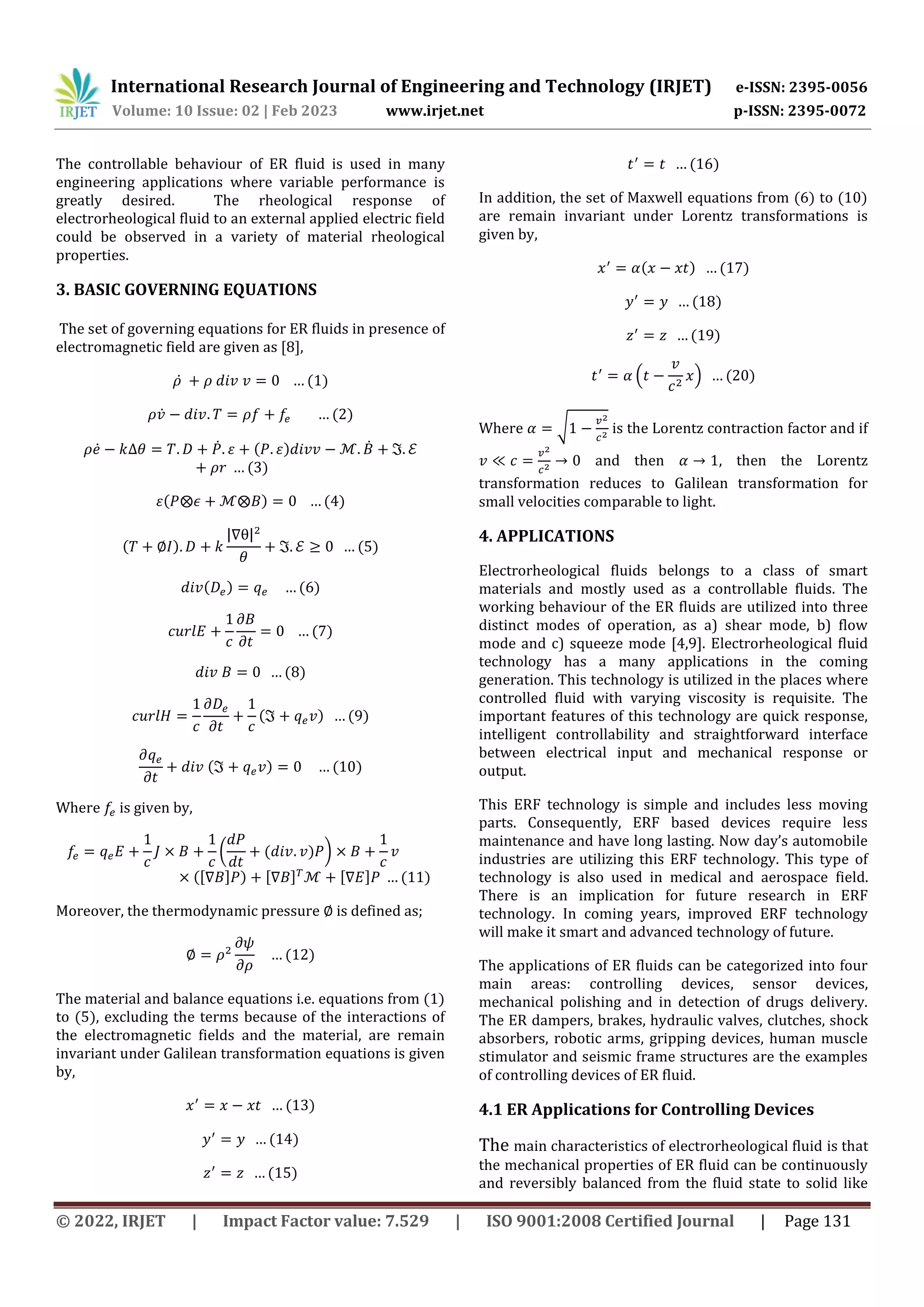 Electrorheological Fluids: Properties, Technology and Modern Applications | PDF