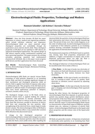 Electrorheological Fluids: Properties, Technology and Modern Applications | PDF