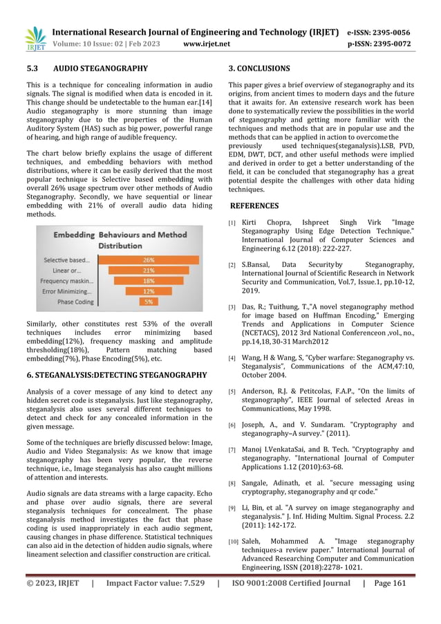 STEGANOGRAPHY: COMPLETE OVERVIEW OF RELEVANT TECHNIQUES AND METHODS | PDF