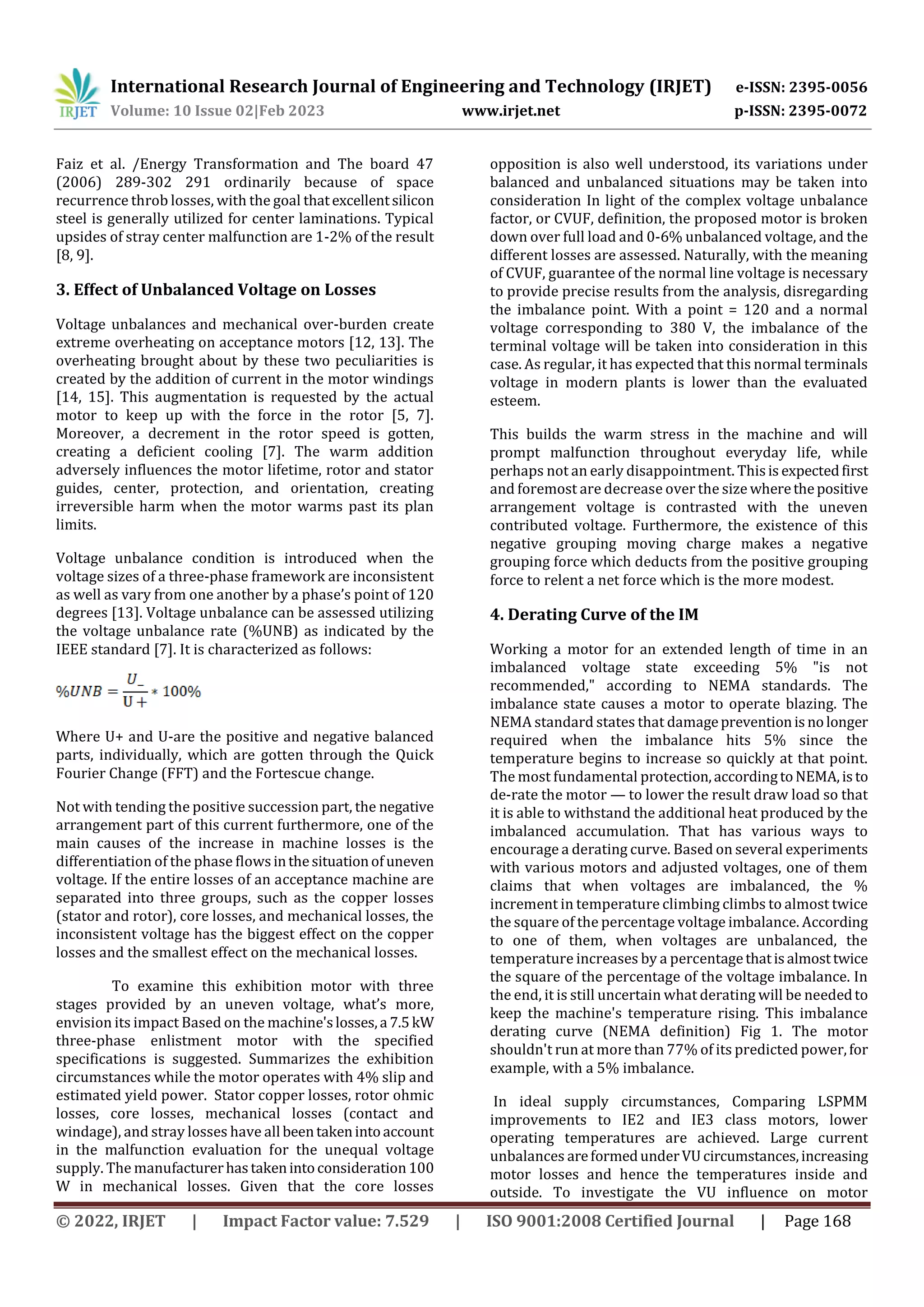 Unbalanced Voltage Impacts and its Analysis on an Induction Motor | PDF