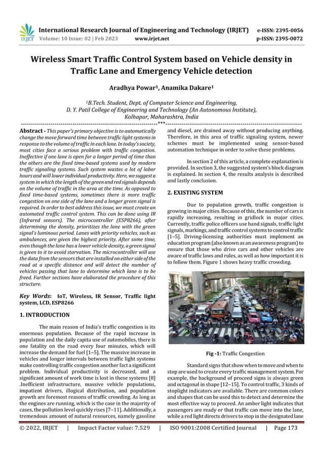Wireless Smart Traffic Control System based on Vehicle density in ...