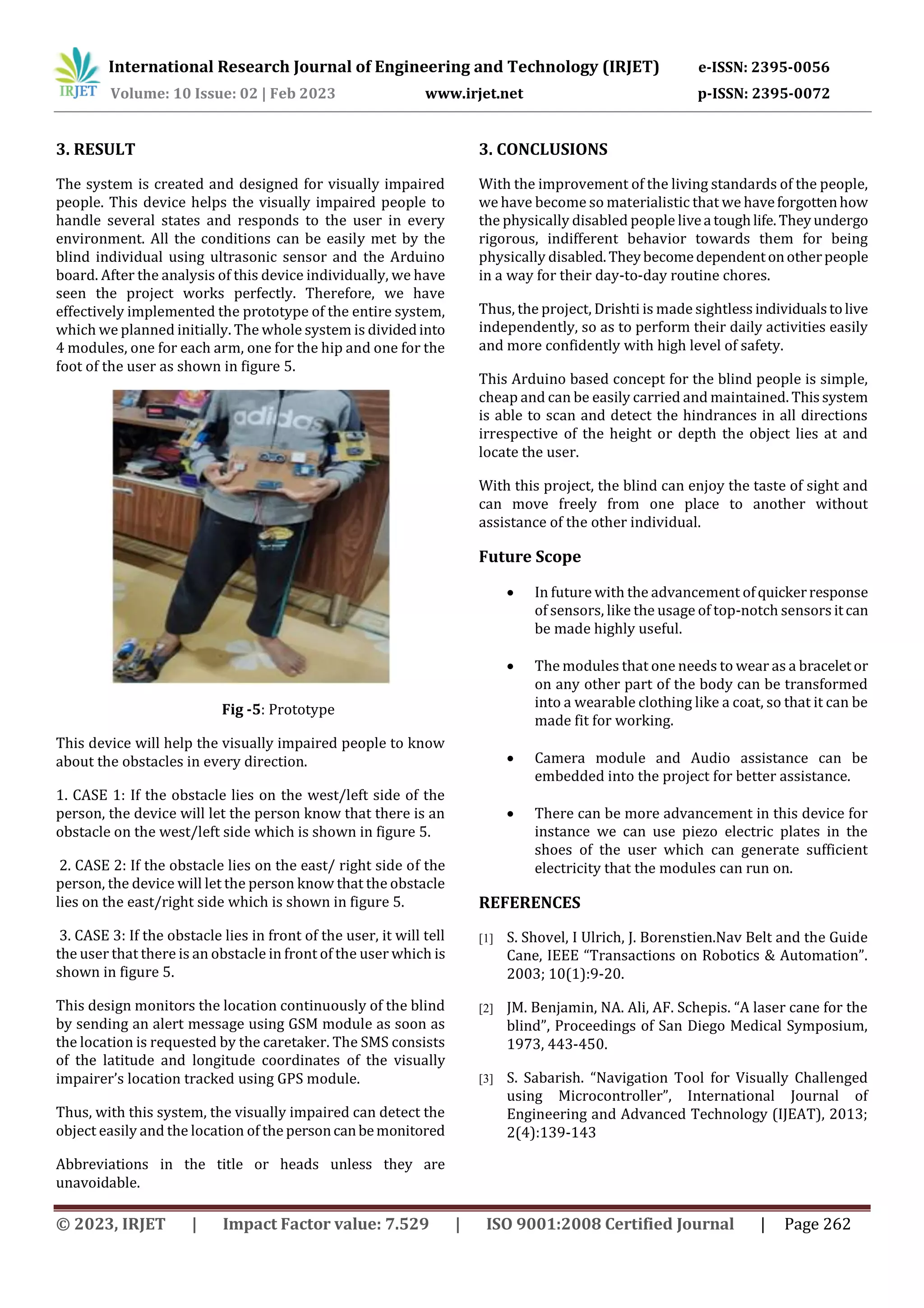 DRISHTI – A PORTABLE PROTOTYPE FOR VISUALLY IMPAIRED | PDF