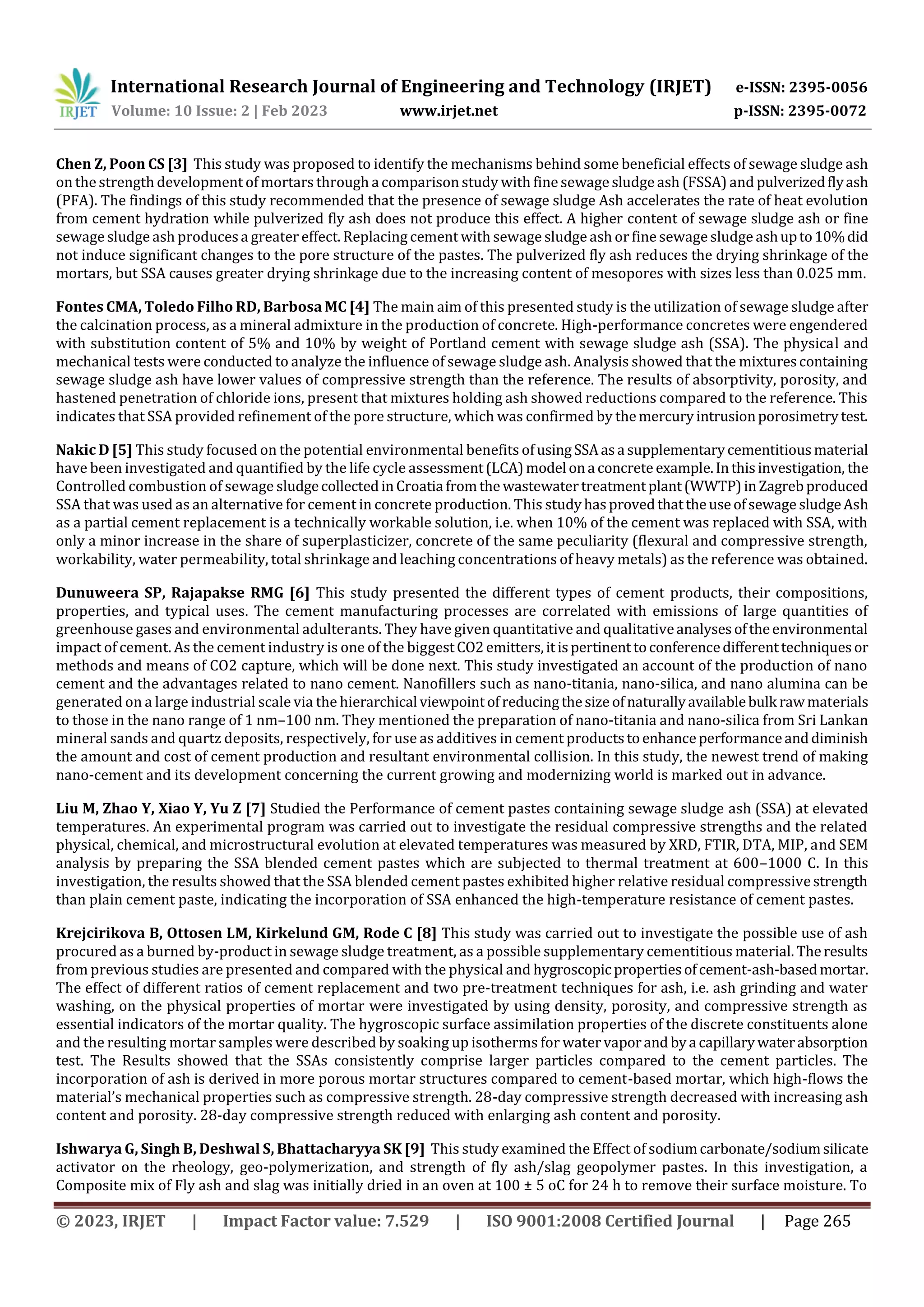 “EXPERIMENTAL STUDY ON PARTIAL REPLACEMENT OF CEMENT BY SEWAGE SLUDGE ASH AND GGBS IN CONCRETE ...