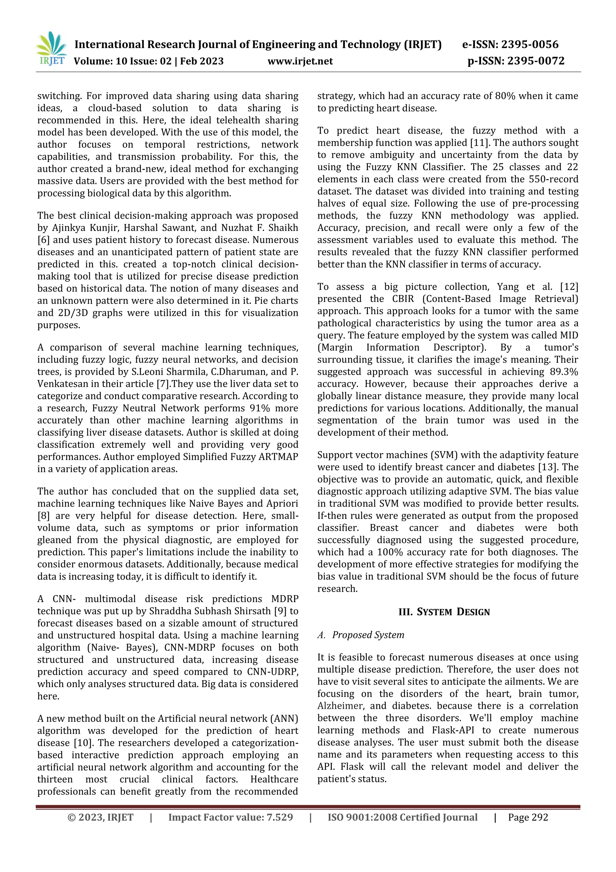 Multiple disease prediction using Machine Learning Algorithms | PDF