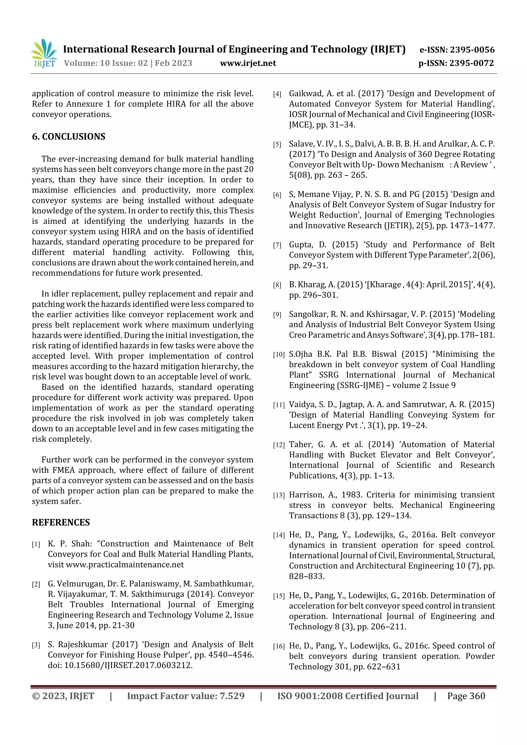 HAZARD ASSESSMENT AND ITS CONTROL IN BULK MATERIAL HANDLING PROCESS OF AN INTEGRATED STEEL PLANT ...