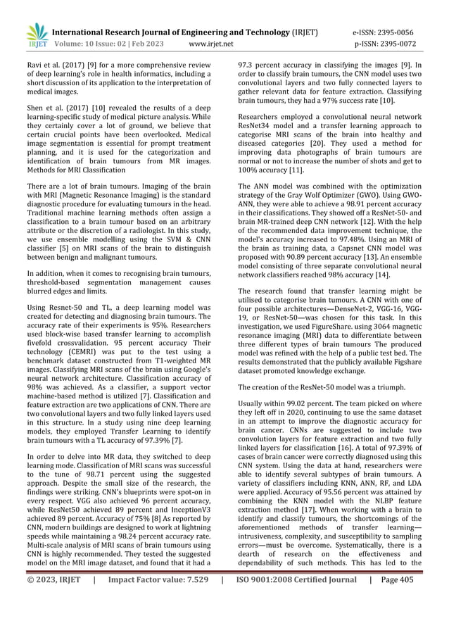 A Review on Multiclass Brain Tumor Detection using Convolutional Neural Network and Support ...