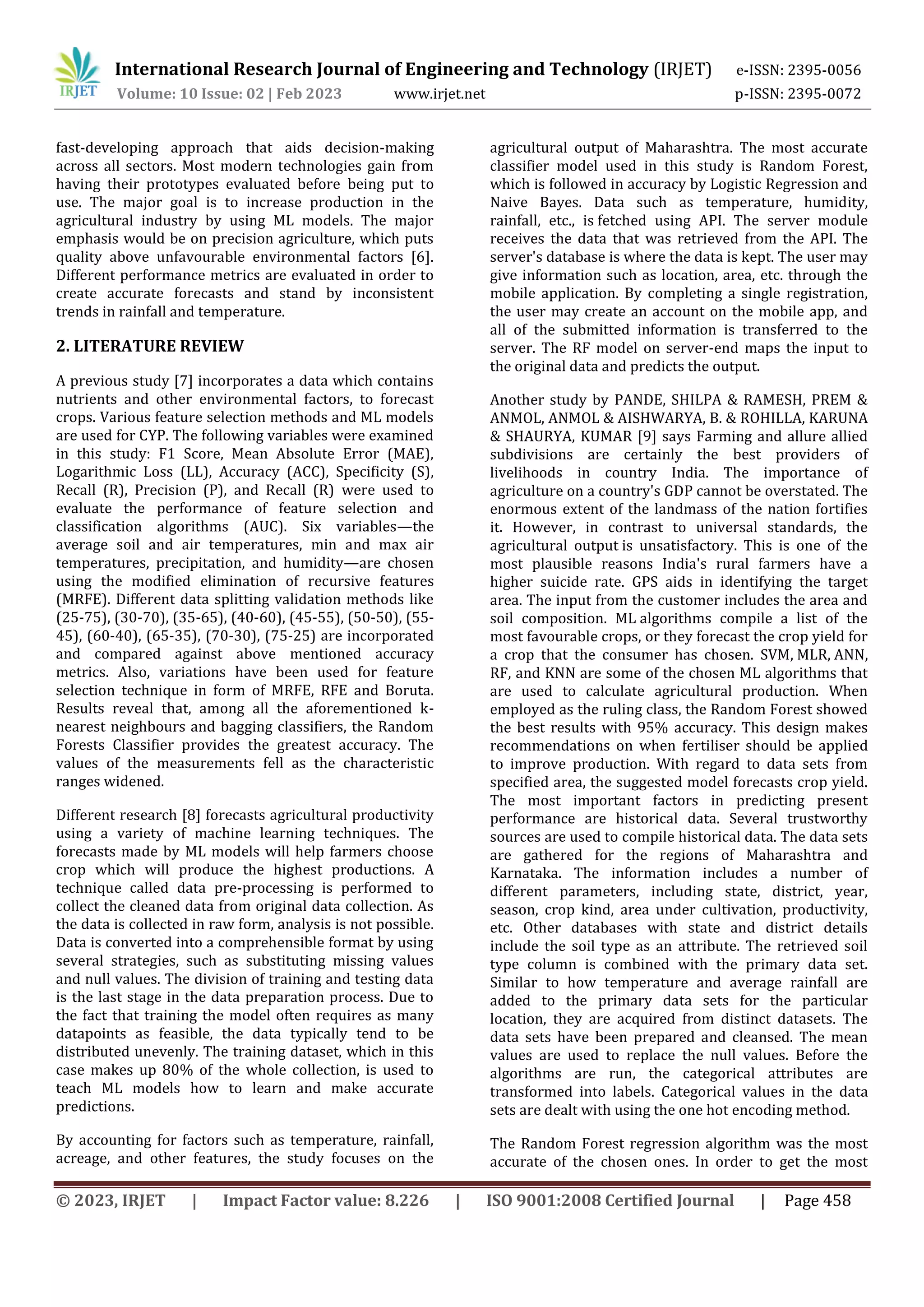 An Overview Of Crop Yield Prediction Using Machine Learning Approach