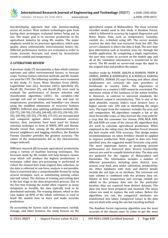 An Overview of Crop Yield Prediction using Machine Learning Approach | PDF