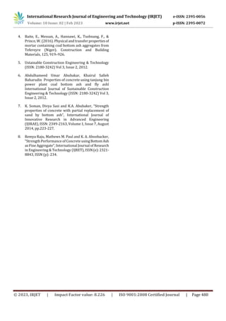 Experimental Study on Partial Replacement of Fine Aggregate by Bottom ...