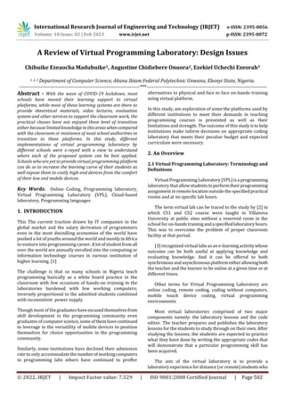 A Review of Virtual Programming Laboratory: Design Issues | PDF