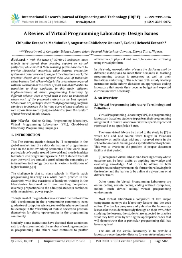 A Review of Virtual Programming Laboratory: Design Issues | PDF