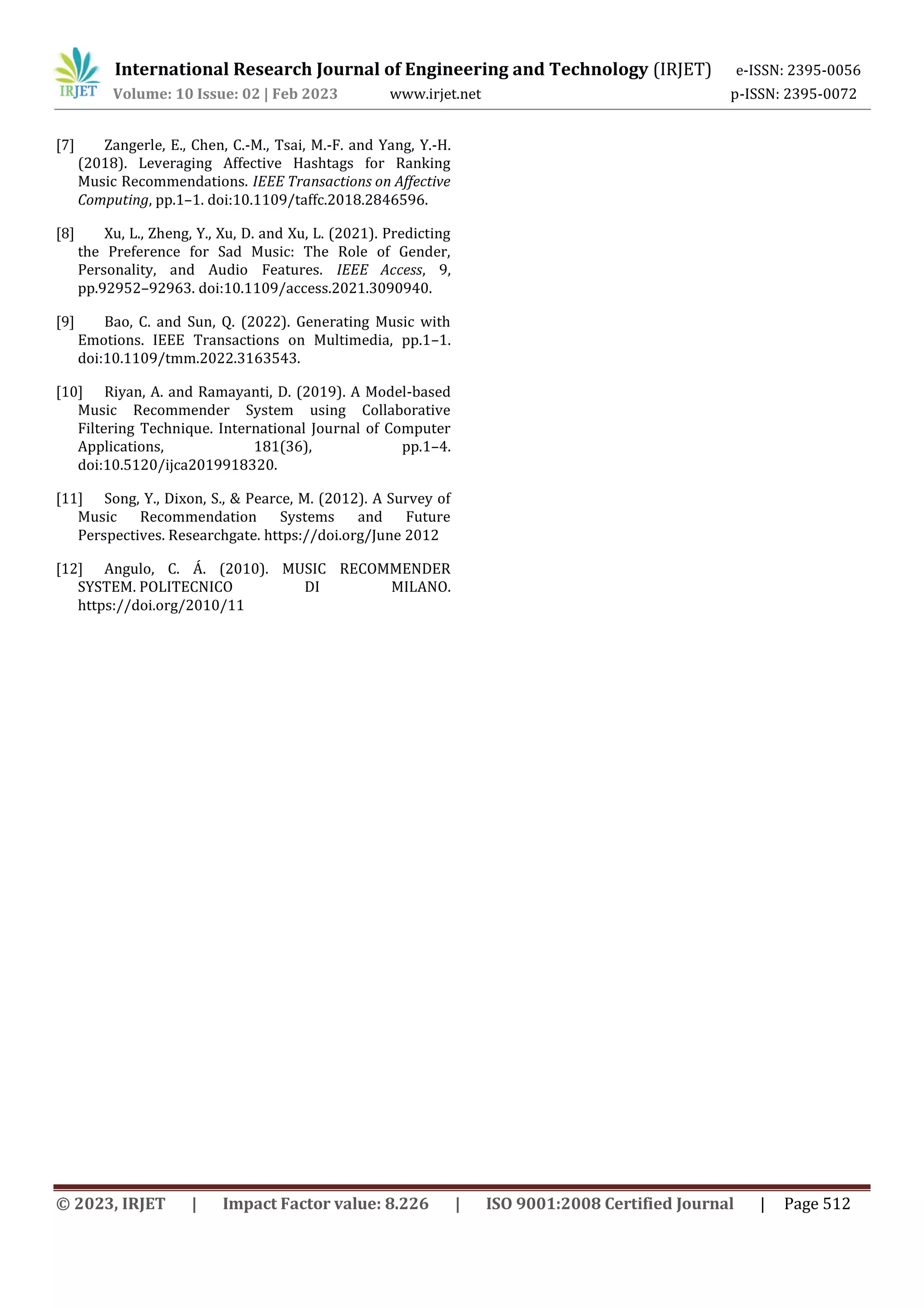 Deep Learning Based Music Recommendation System Pdf