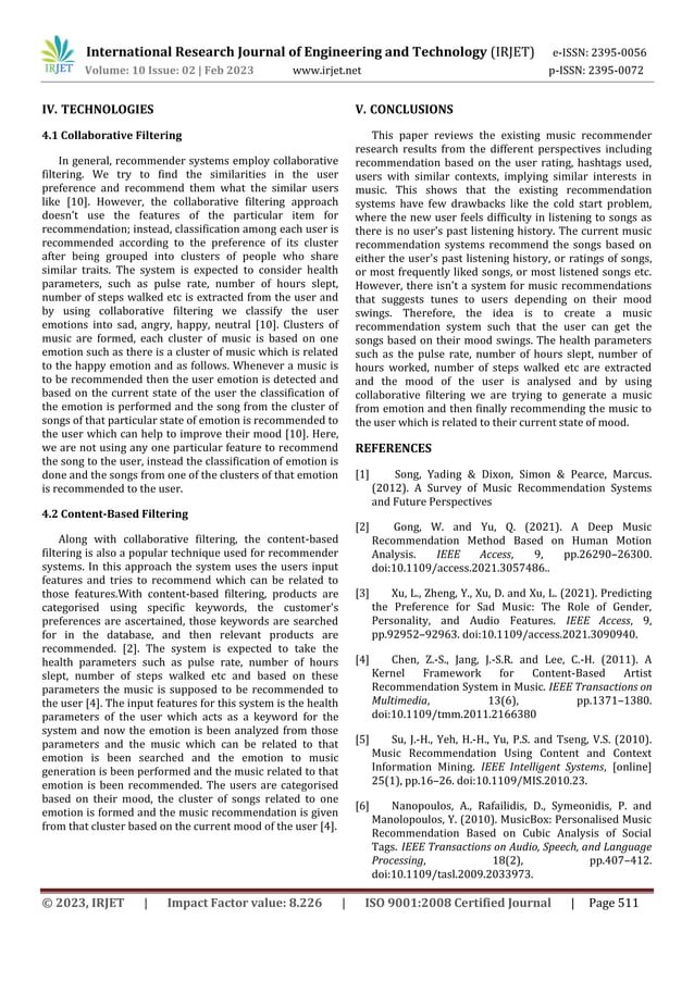 Deep Learning Based Music Recommendation System | PDF