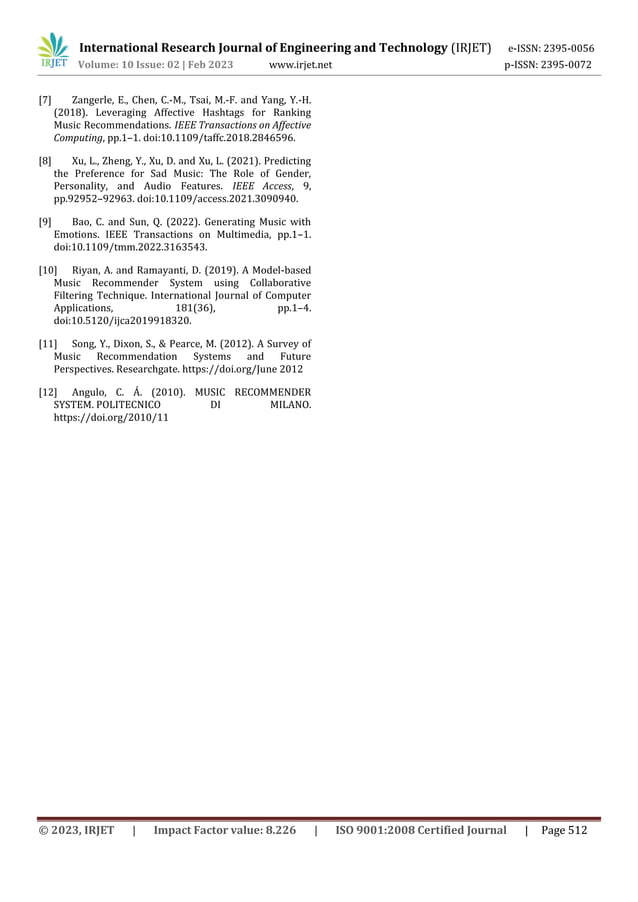 Deep Learning Based Music Recommendation System | PDF