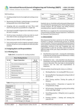 DEVELOPMENT OF RACI MATRIX FOR COMPLETE MACHINE LIFECYCLE | PDF