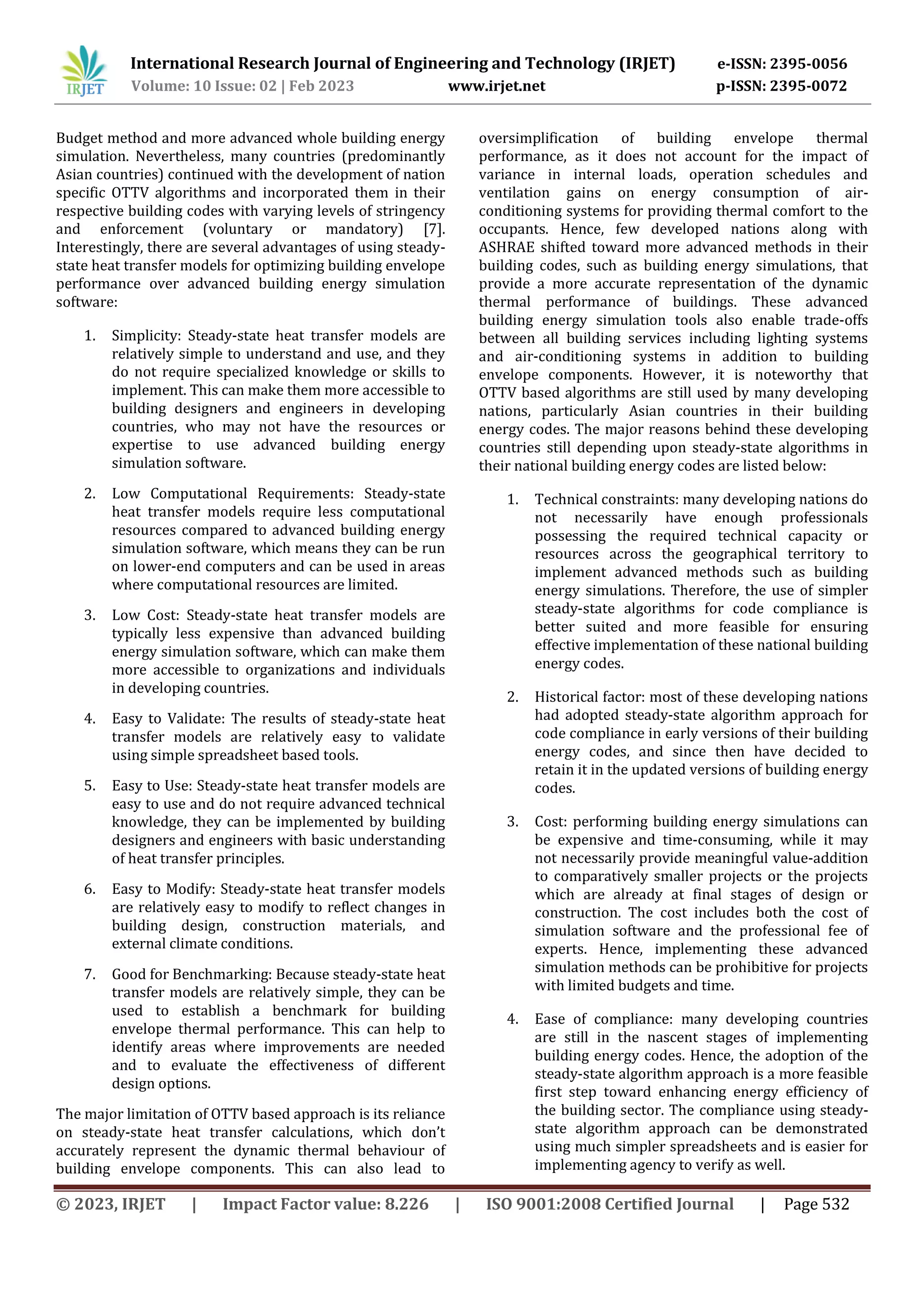 Review of Steady-state Building Heat Transfer Algorithms Developed for Climate Zones of India | PDF