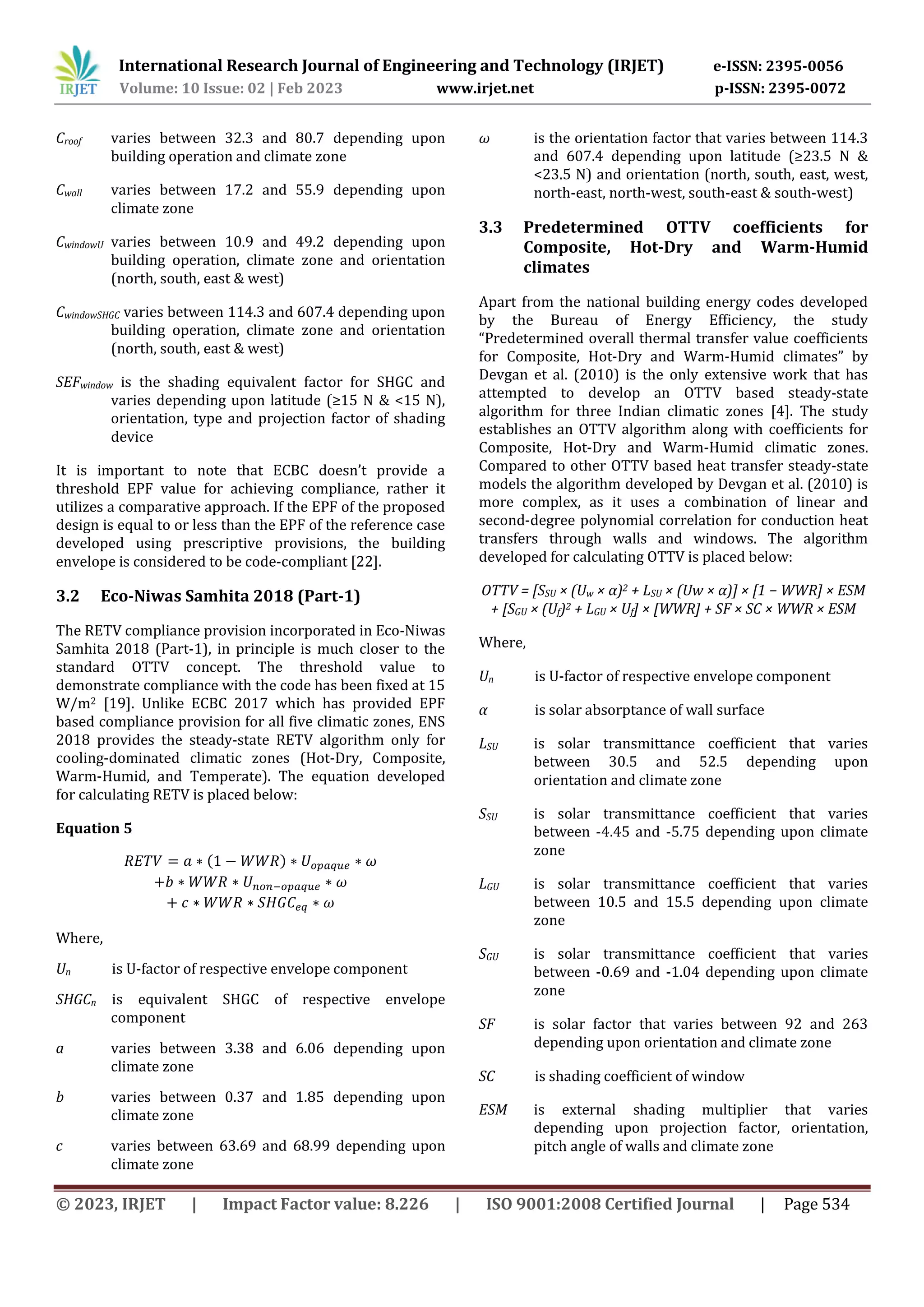 Review of Steady-state Building Heat Transfer Algorithms Developed for Climate Zones of India | PDF