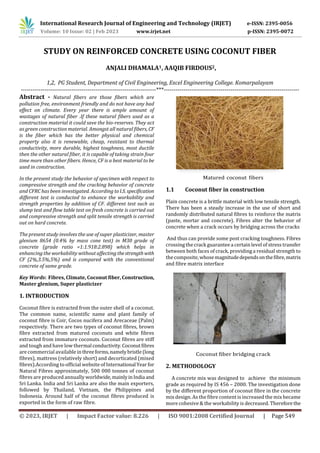 STUDY ON REINFORCED CONCRETE USING COCONUT FIBER | PDF