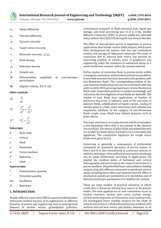 LINEAR STABILITY ANALYSIS ON THE ONSET OF DDC IN A DPM SATURATED WITH CSF WITH INTERNAL HEATING ...