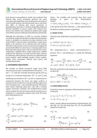 LINEAR STABILITY ANALYSIS ON THE ONSET OF DDC IN A DPM SATURATED WITH CSF WITH INTERNAL HEATING ...