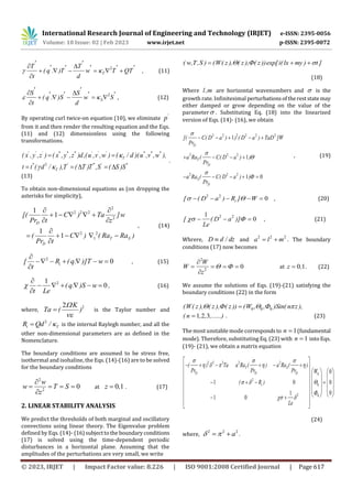 LINEAR STABILITY ANALYSIS ON THE ONSET OF DDC IN A DPM SATURATED WITH CSF WITH INTERNAL HEATING ...