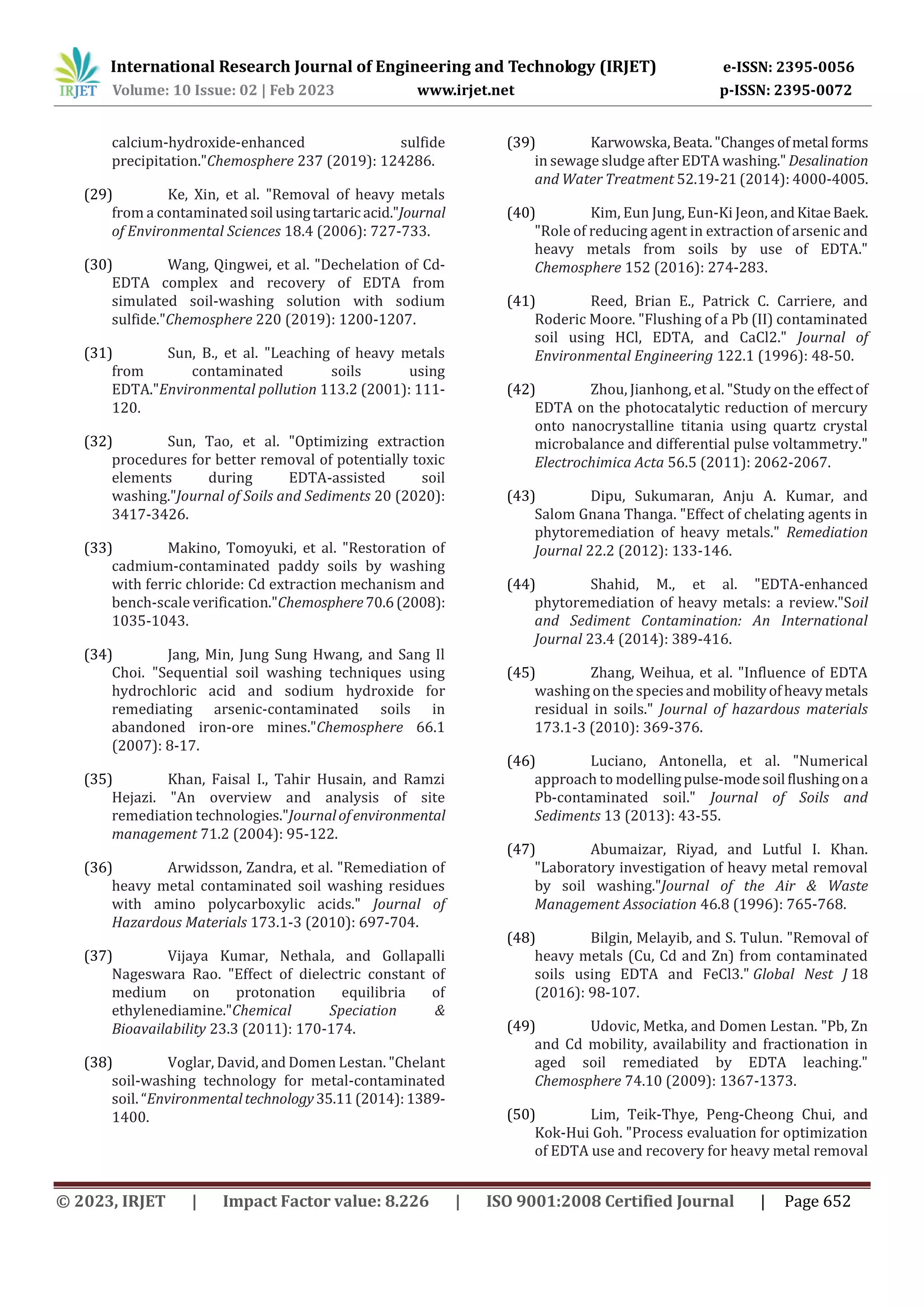 Remediation of soil contaminated with heavy metals-A Review | PDF