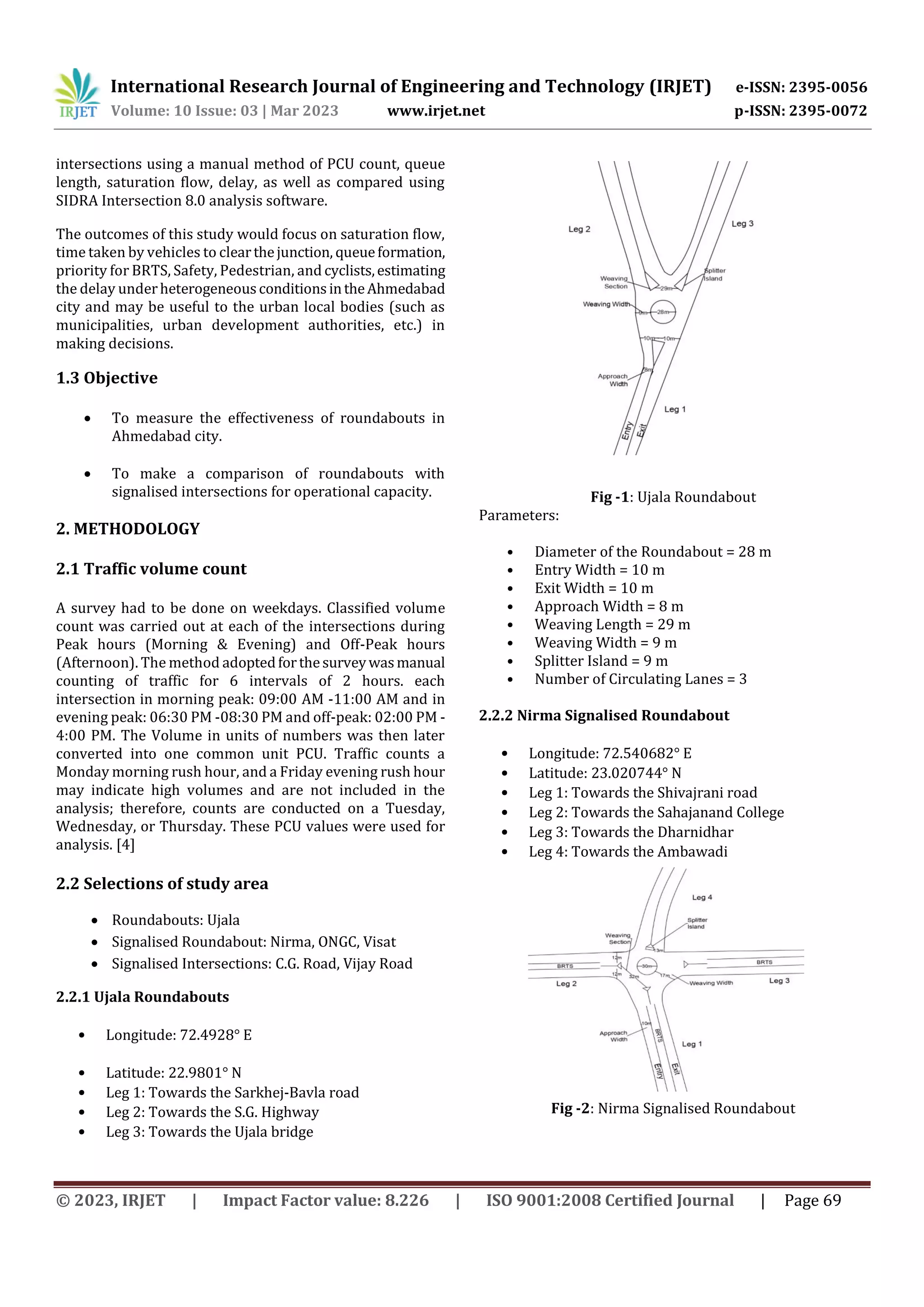 Measure Effectiveness Of Roundabouts In Urban Areas And Their Comparison With Signalised