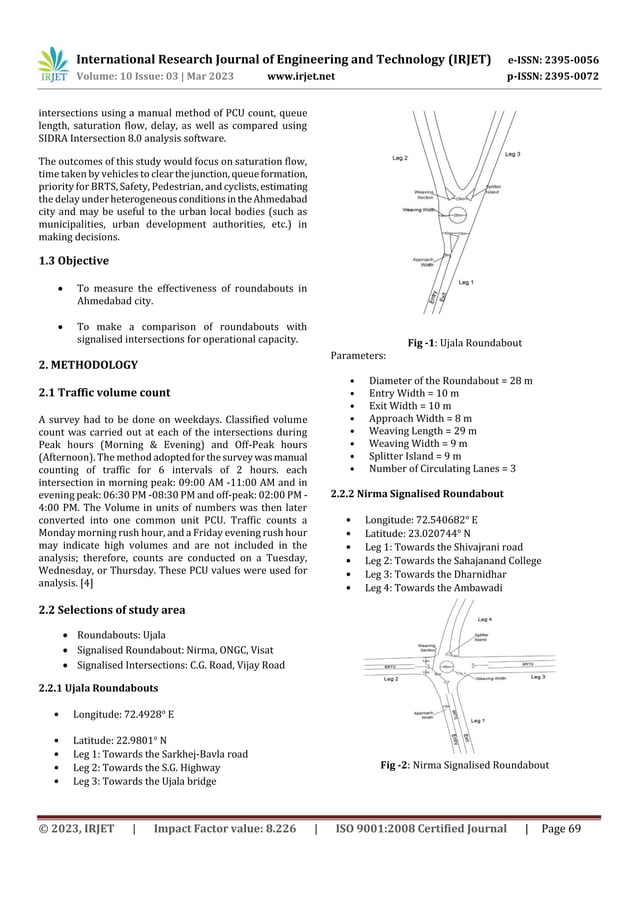 Measure Effectiveness Of Roundabouts In Urban Areas And Their Comparison With Signalised