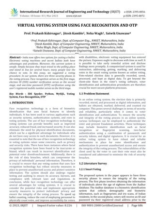 VIRTUAL VOTING SYSTEM USING FACE RECOGNITION AND OTP | PDF | Internet ...