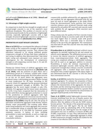 PERFORMANCE OF LIGHT WEIGHT AGGREGATE CONCRETE- A REVIEW | PDF