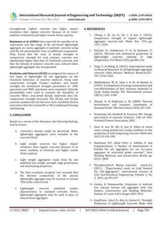 PERFORMANCE OF LIGHT WEIGHT AGGREGATE CONCRETE- A REVIEW | PDF