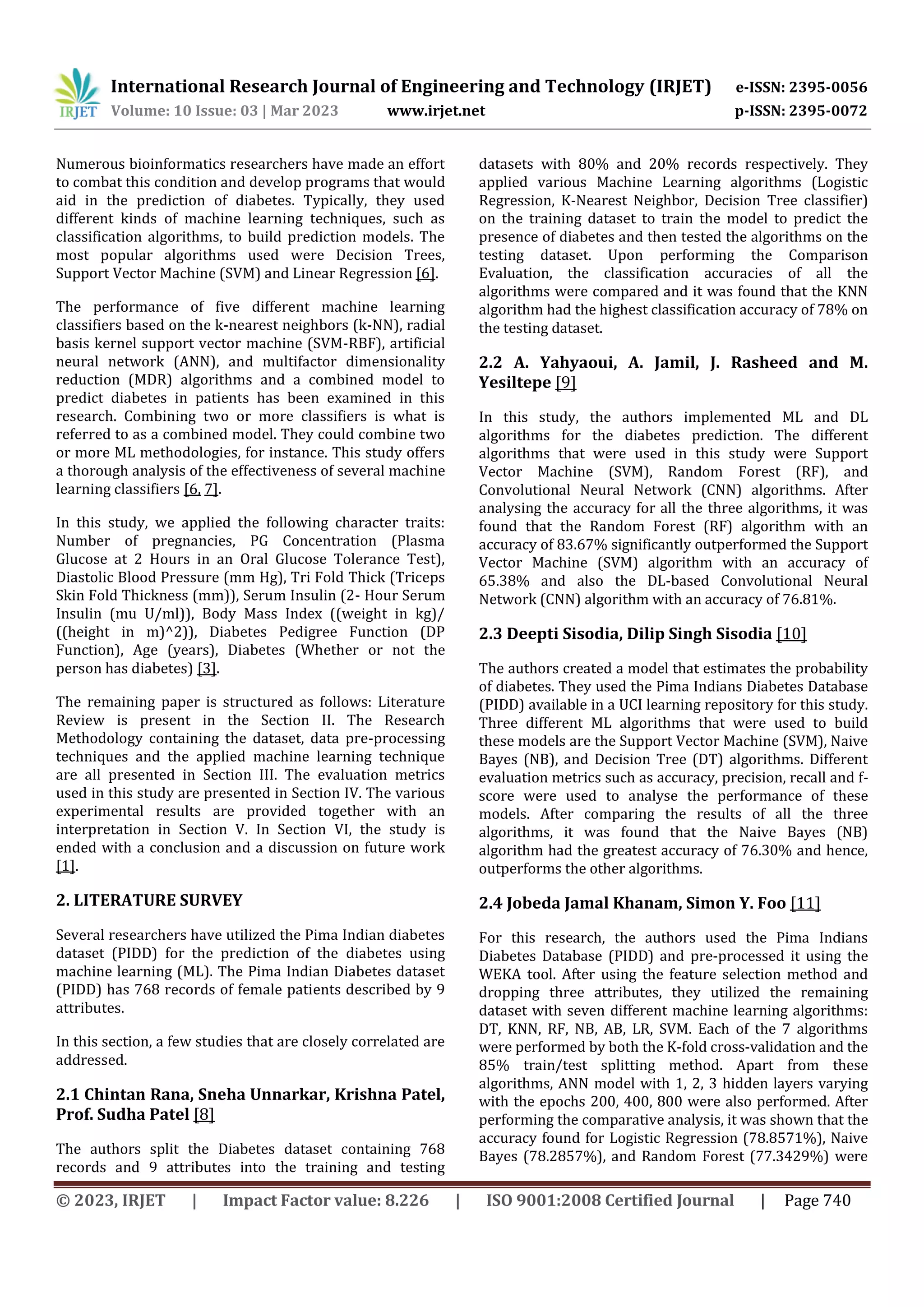 Diabetes Prediction Using ML | PDF
