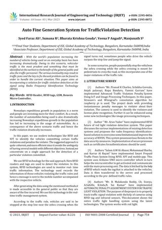 Auto Fine Generation System for TrafficViolation Detection | PDF