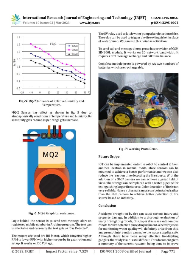 IoT based Fire Intimation and Fire Extinguisher Robot with Call & Messages Alert through GSM Sim ...