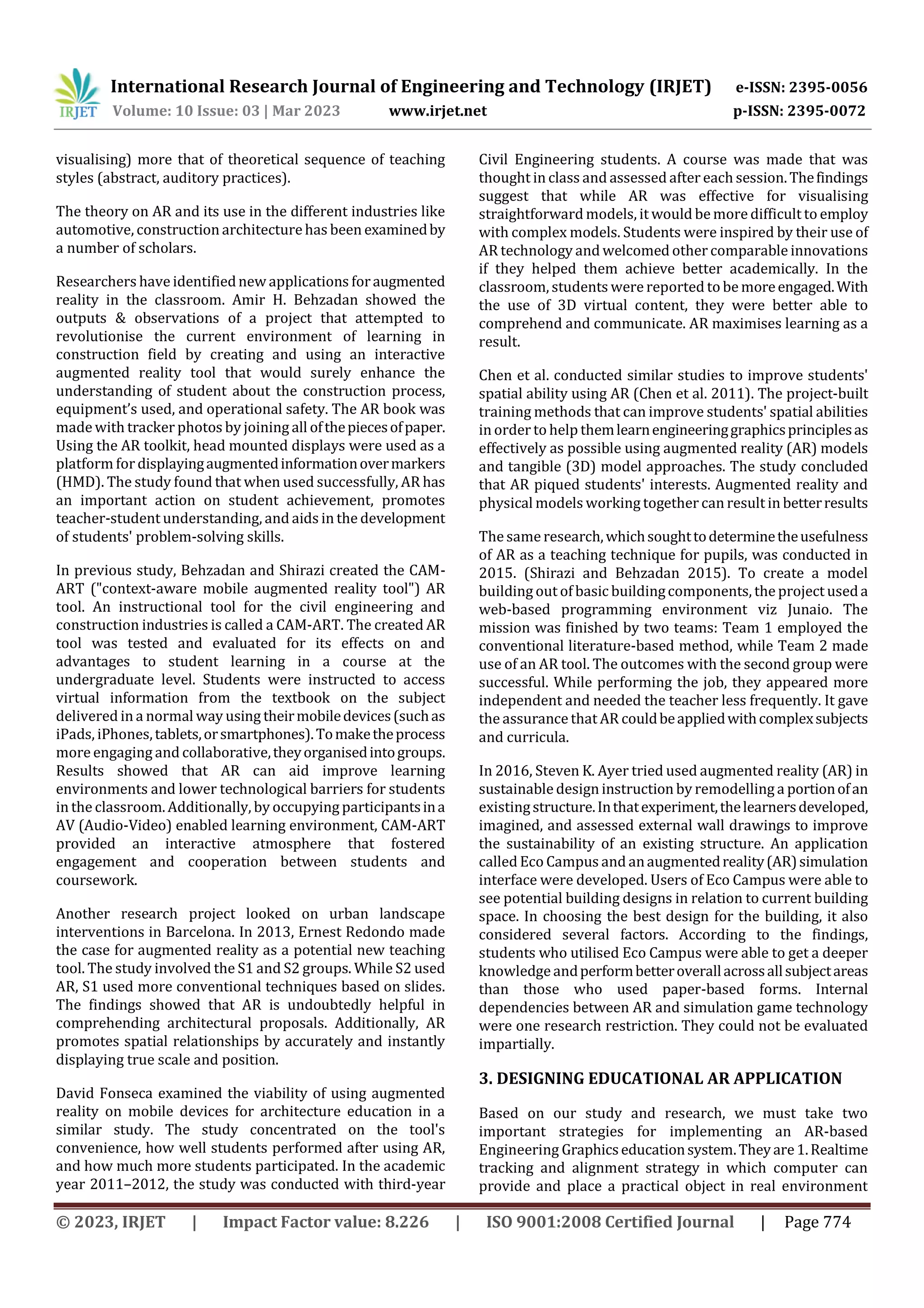 Application of Augmented Reality for Engineering Graphics | PDF