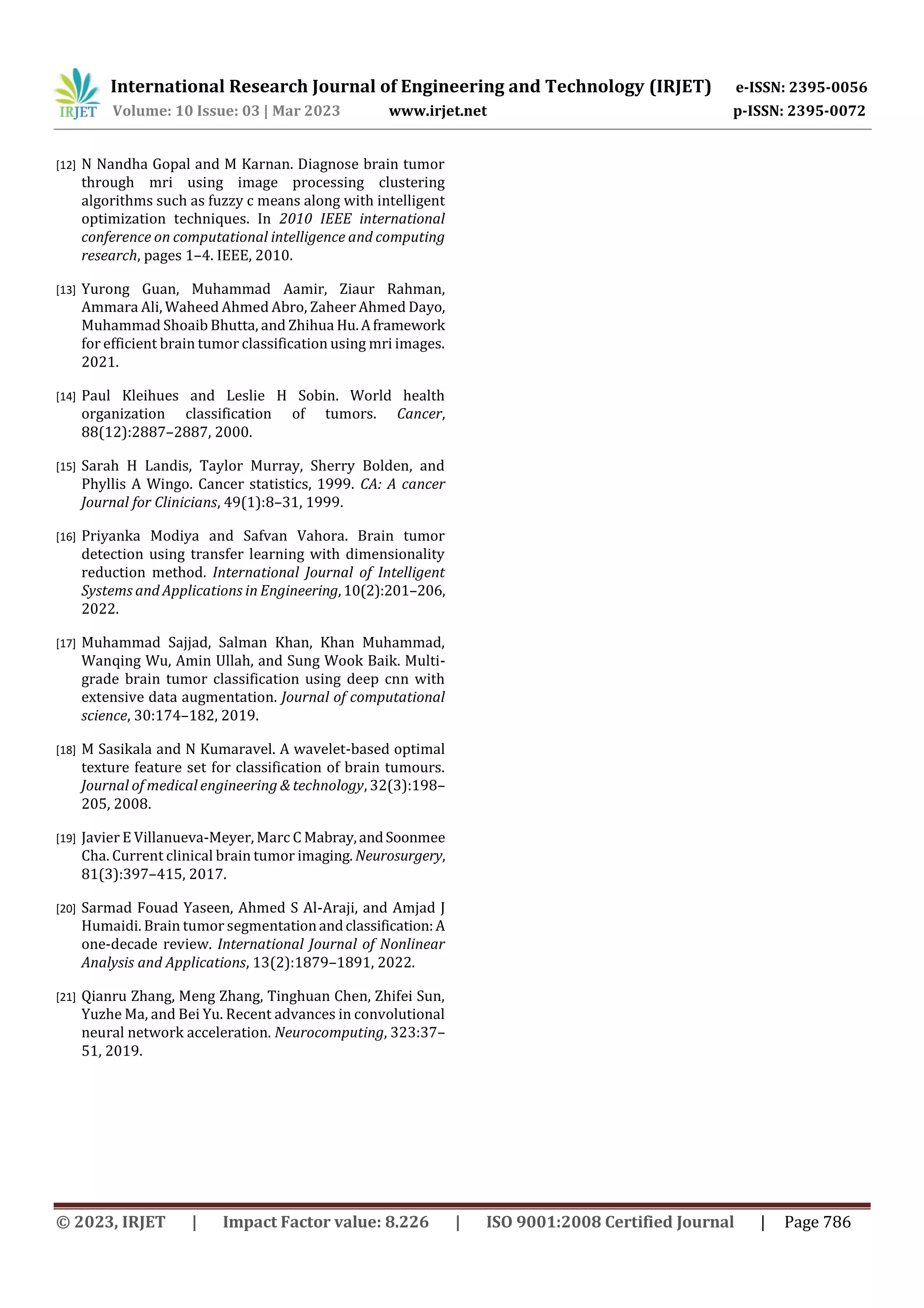 Deep Learning based Multi-class Brain Tumor Classification | PDF