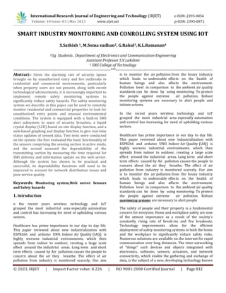 SMART INDUSTRY MONITORING AND CONROLLING SYSTEM USING IOT | PDF
