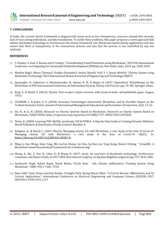 A Survey on Use of Blockchain Technology in Introducing Transparency in Charity | PDF