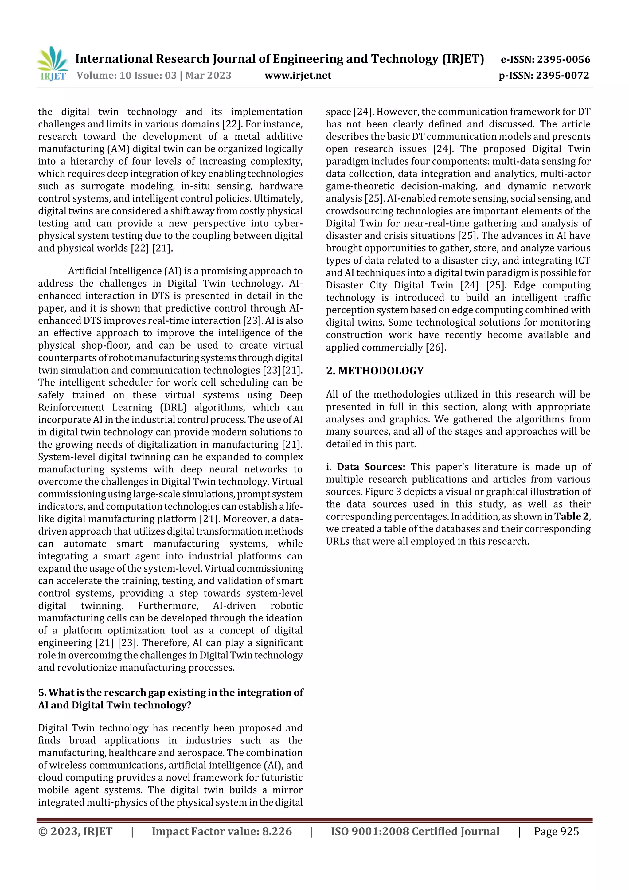 Advancing Digital Twin through the Integration of new AI Algorithms | PDF