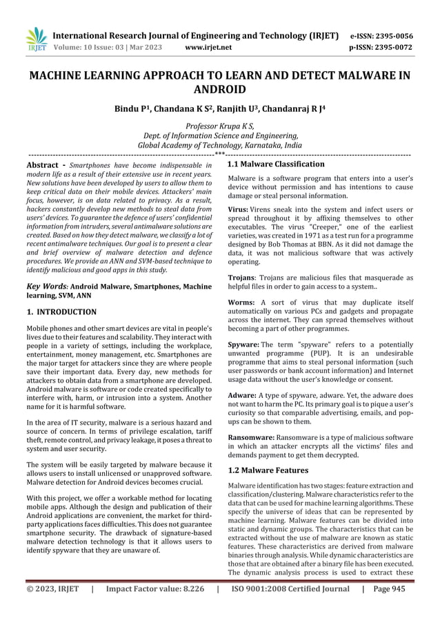 MACHINE LEARNING APPROACH TO LEARN AND DETECT MALWARE IN ANDROID | PDF | Operating Systems ...