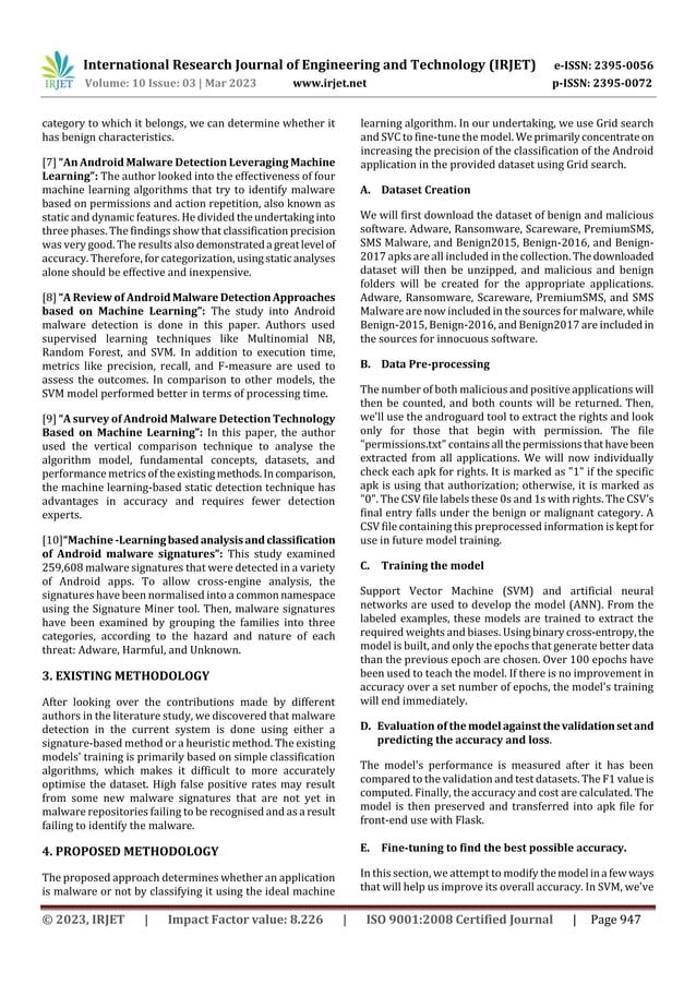 MACHINE LEARNING APPROACH TO LEARN AND DETECT MALWARE IN ANDROID | PDF