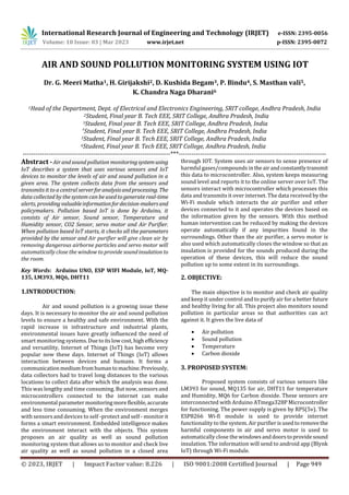 AIR AND SOUND POLLUTION MONITORING SYSTEM USING IOT | PDF
